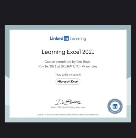 Om Singh On Linkedin My Ms Excel Certificate