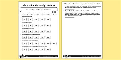 Editable Recognising Place Value In 3 Digit Numbers Worksheet