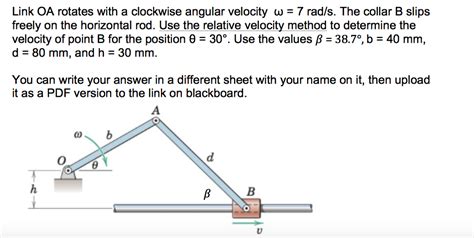 solved link oa rotates with a clockwise angular velocity