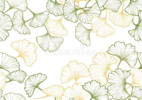 Ginkgo Biloba Leaves Seamless Pattern Background Stock Vector Illustration Of Texture