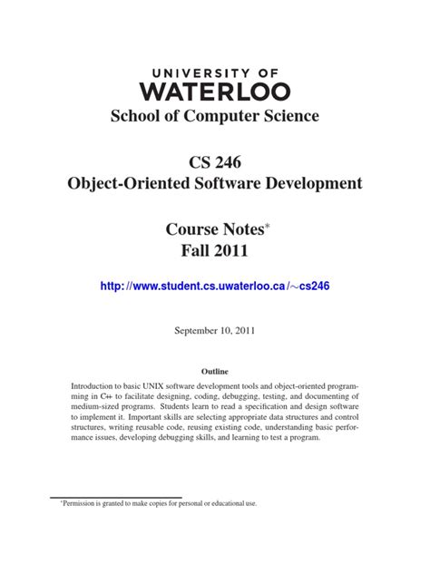 Cs 246 Object Oriented Software Development Pdf Command Line