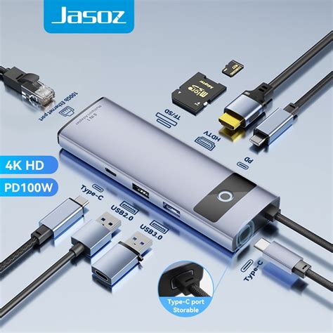 Jasoz In USB C Hub Docking Station HDMI K Hz USB Ports PD Charging Type C HUB For