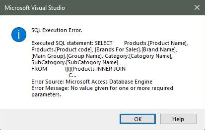 Vb Net SQL Execution Error While Running Parameter Query Stack Overflow