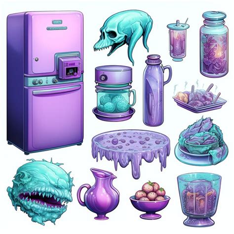 Premium Ai Image Beautiful Purple Cursed Objects Clipart Illustration