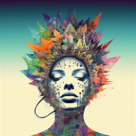 Premium Ai Image Brightly Colored Digital Art Of A Woman With A