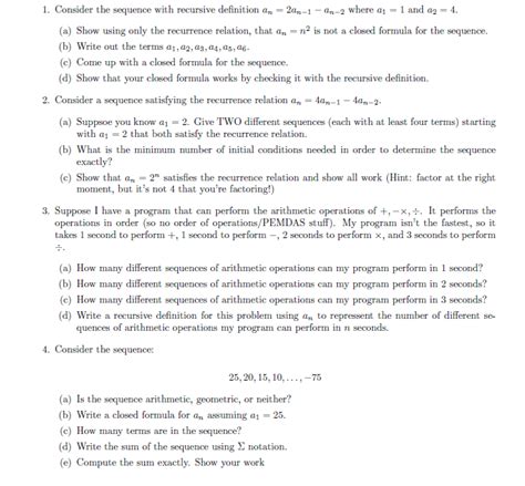 Solved Consider The Sequence With Recursive Definition Chegg Com