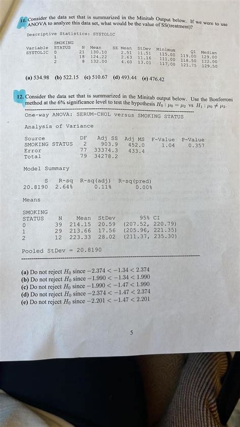Solved 11 Consider The Data Set That Is Summarized In The