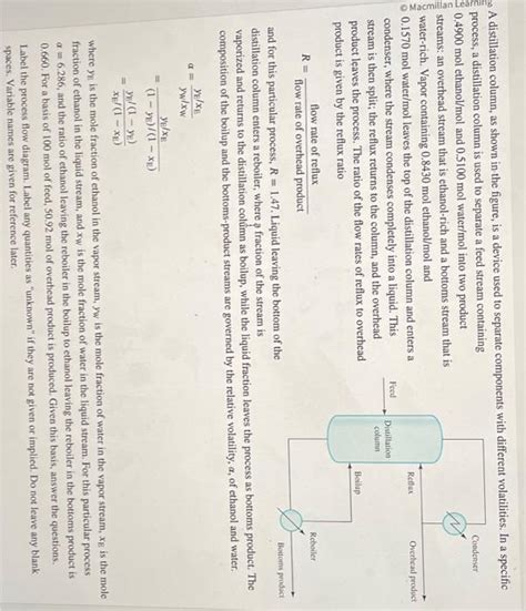 Solved A Distillation Column As Shown In The Figure Is A Chegg