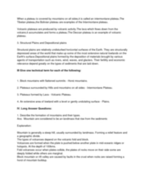 SOLUTION Landforms Of The Earth Exercises Class Icse Chapter Studypool