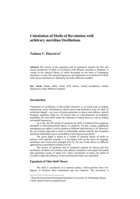 Pdf Calculation Of Shells Of Revolution With Arbitrary Meridian