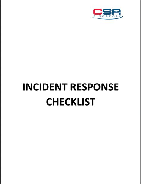 Incident Response Checklist Bookory