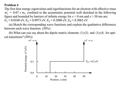 m problem 4 the first four energy eigenvalues and