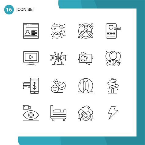 16 Thematic Vector Outlines And Editable Symbols Of Monitor Gdpr Eco Design Nature Editable
