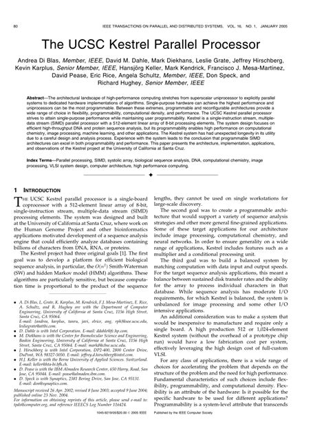 Pdf The Ucsc Kestrel Parallel Processor