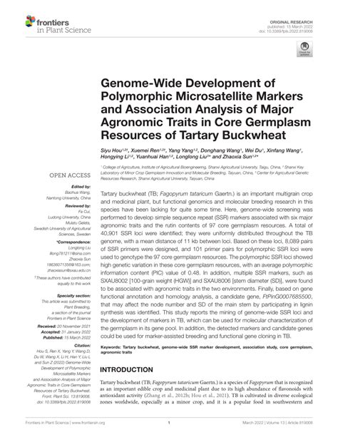 Pdf Genome Wide Development Of Polymorphic Microsatellite Markers And Association Analysis Of