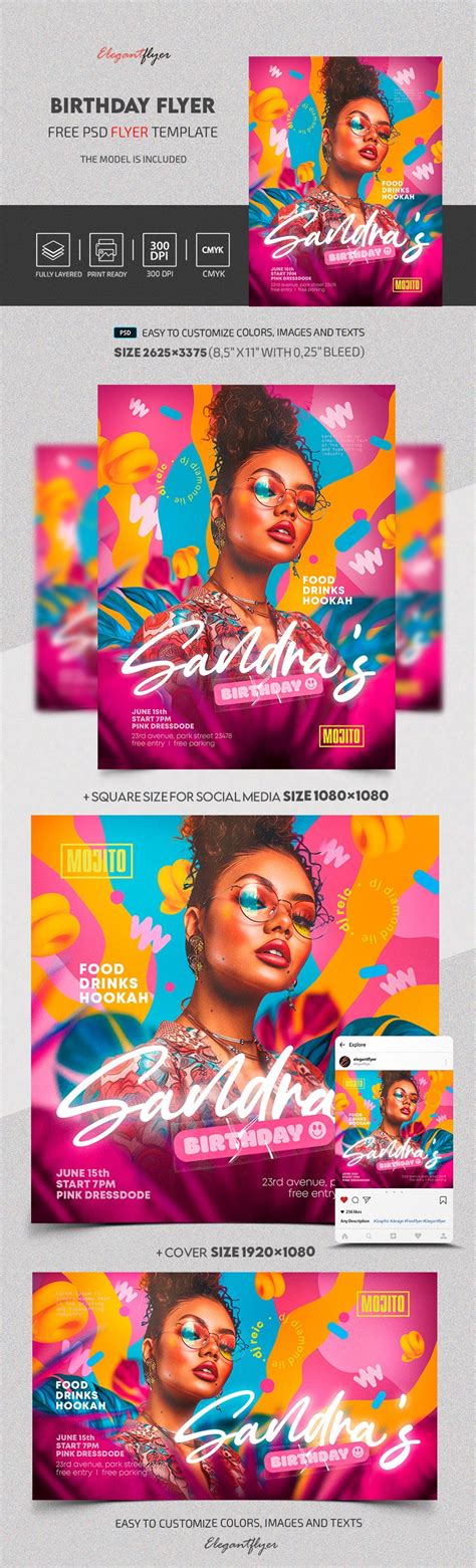 Multicolor Bright Birthday Free Flyer Template Psd By Elegantflyer