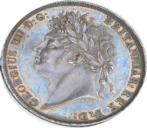 1821 George Iv Secundo Laur Head Silver Proof Crown Coin