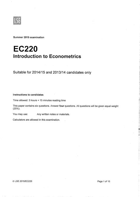 EC220 2015 This Is A Resource From The EC Department At LSE EC220 Studocu