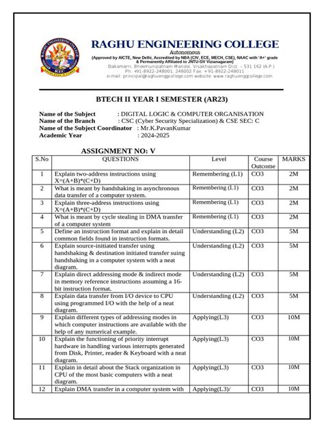 Dl And Co Ii Csc Assignment No 5 Pdf Inputoutput Computer Engineering
