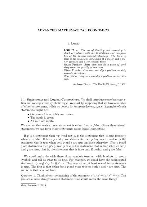 Notes Logic And Sets Logic Logic N The Art Of Thinking And Reasoning In Strict Accordance