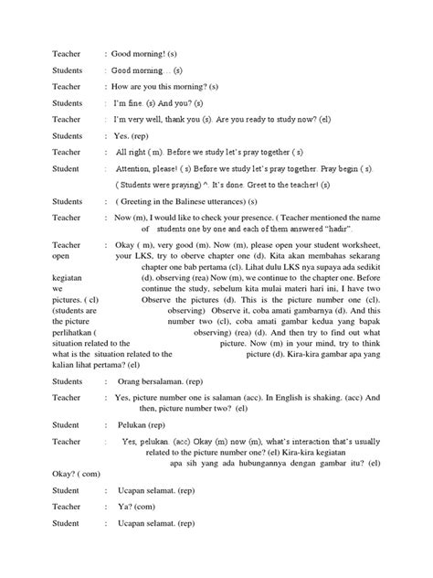 Analisis Classroom Interaction Dengan Teori Irf Pdf Cognition Communication