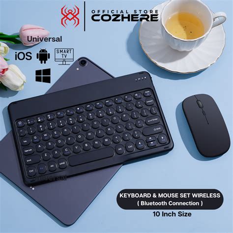 Jual Keyboard Mouse Wireless Bluetooth Set Universal Untuk Ipad Android Pc Tab Shopee Indonesia