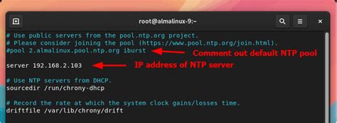 how to install chrony ntp server client in almalinux
