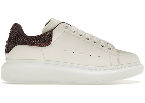 Alexander Mcqueen Oversized White Dark Burgundy Crystal Womens
