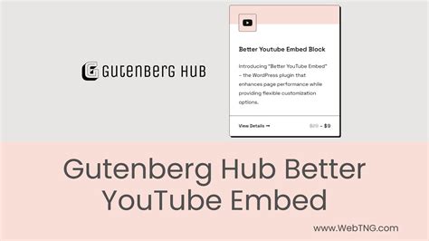 Gutenberg Hub Better Youtube Embed Block Youtube