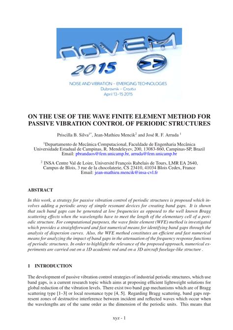 Pdf On The Use Of The Wave Finite Element Method For Passive