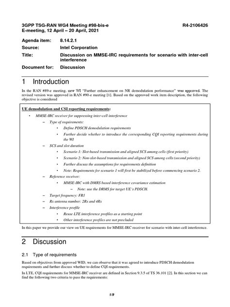 Mmse Irc Requirements Discussion Pdf Modulation Simulation