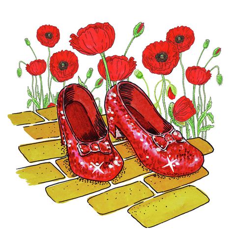 Ruby Slippers Red Poppies Wizard Of Oz Painting By Irina Sztukowski Fine Art America