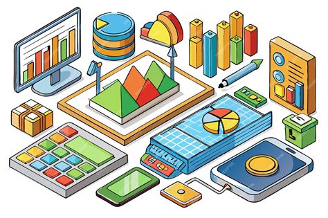 Isometric Illustration Of Data Analysis Business And Finance Icons Premium Ai Generated Vector