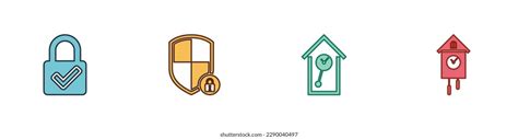 set lock check mark shield security stock vector royalty free