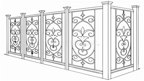 Ornate Wrought Iron Fence Circular Patterns Vector Design Generative Ai Stock Vector