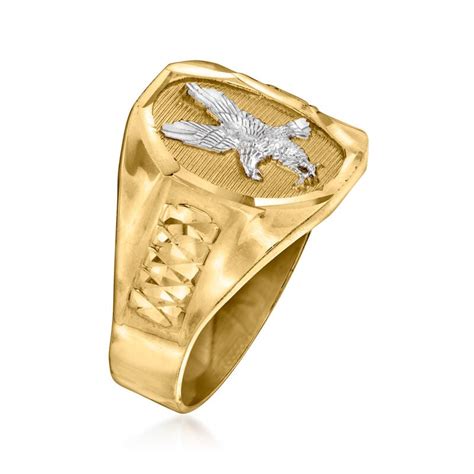 Mens 14kt Yellow Gold Rounded Eagle Ring Ross Simons