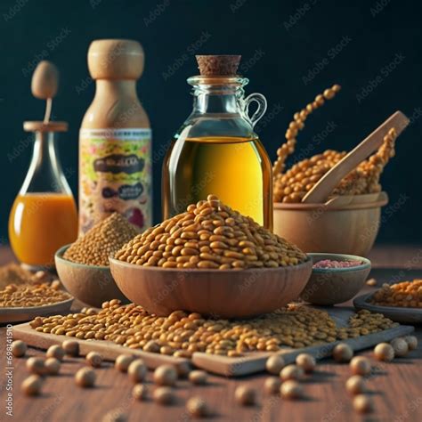 Soybean Oil Soybean Food And Beverage Products Food Nutrition Concept