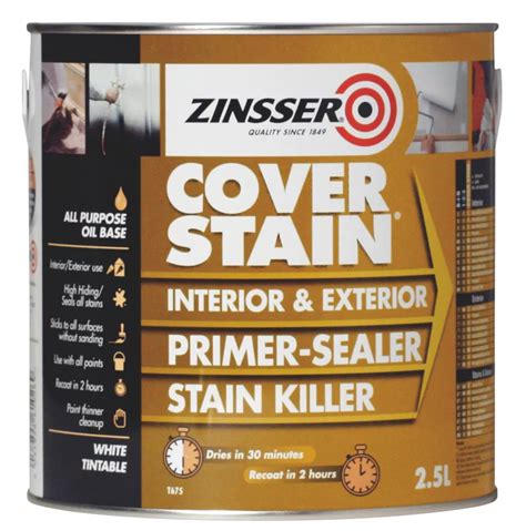 Zinsser 2 5ltr White Matt Stain Block Wall Primer Screwfix