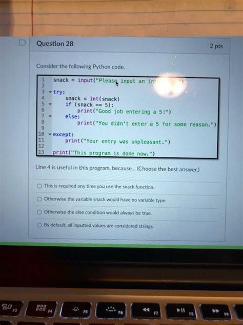 Solved U Question Pts Consider The Following Python Chegg