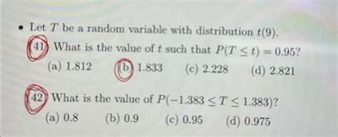 Solved Let T Be A Random Variable With Distribution Chegg