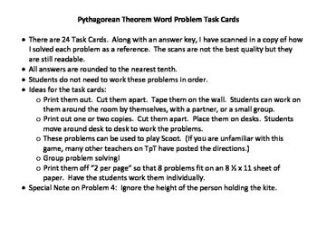 Pythagorean Theorem Word Story Problem Task Cards By Carmen Harpham