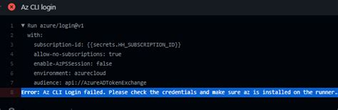Error Az Cli Login Failed Please Check The Credentials And Make Sure