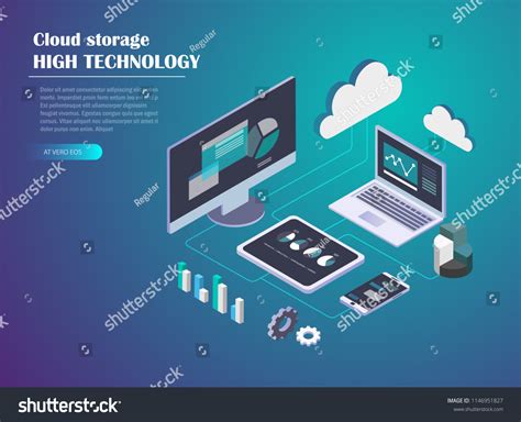 Data Cloud Storage Network Isometric Vector Stock Vector Royalty Free