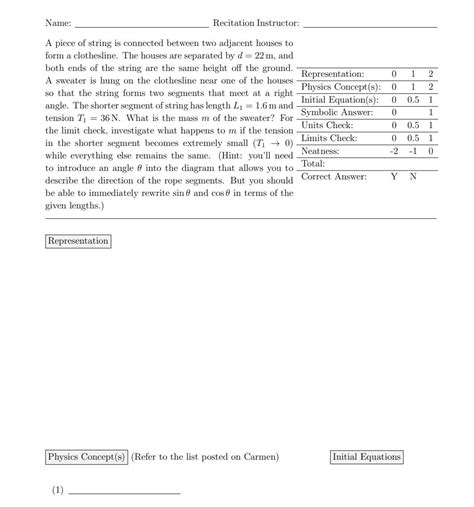 Recitation Instructor A Piece Of String Is Connected