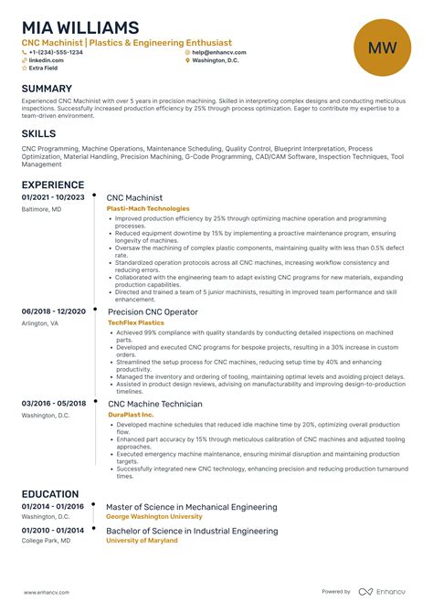 15 Cnc Machinist Resume Examples And Guide For 2025
