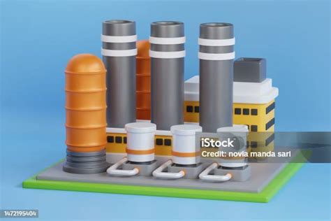 굴뚝 타워가 있는 산업 작업 공장의 3d 그림 산업용 빌딩 증기 및 냉각 시스템이 있는 공장 건물 그림 0명에 대한 스톡 사진 및 기타 이미지 Istock