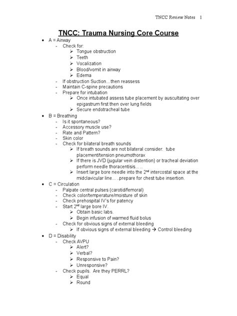 Tncc Notes Pdf Shock Circulatory Major Trauma