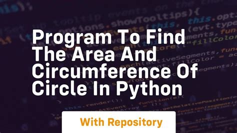 Program To Find The Area And Circumference Of Circle In Python Youtube