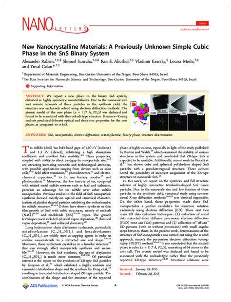 Pdf New Nanocrystalline Materials A Previously Unknown Simple Cubic