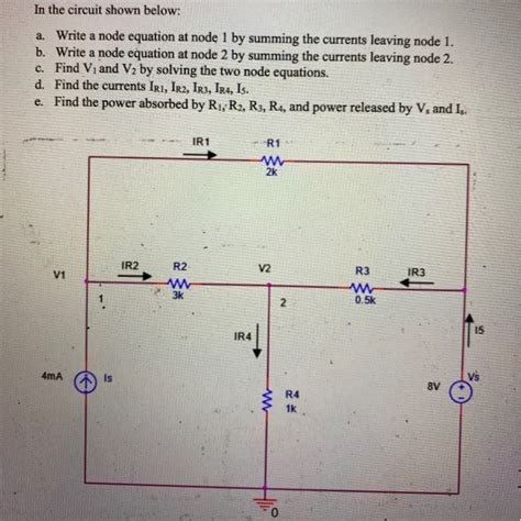 solved in the circuit shown below a write a node equation